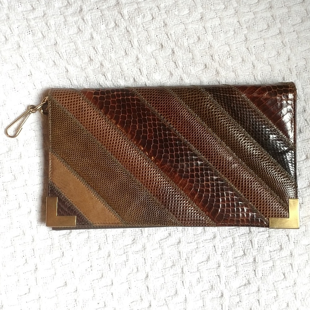 Varon Vintage Snakeskin Clutch Purse - Gem